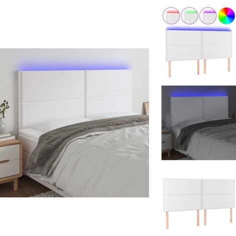 LED Kopfteil Weiß 160x5x118/128 cm Kunstleder - LED-Kopfteil - Bett ...