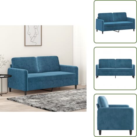 2-Sitzer-Sofa Blau 140 cm Samt - Samtsofa - Couch Blau - Wohnzimmersofa ...