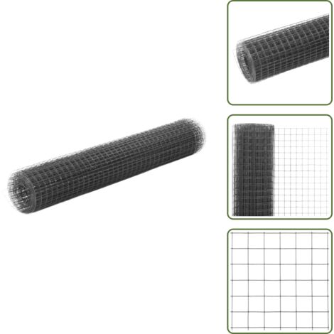 Drahtzaun Stahl mit PVC-Beschichtung 25x1 m Grau - Drahtgeflecht ...