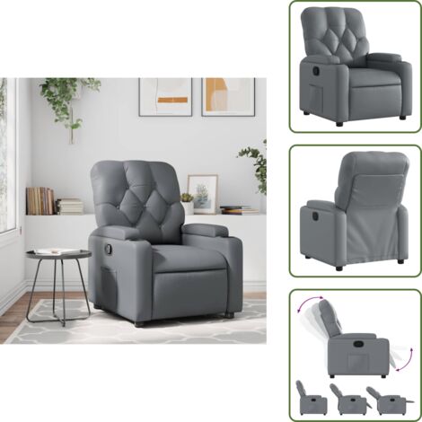 Relaxsessel Grau Kunstleder - Komfortsessel - Relaxsessel - Lounge ...