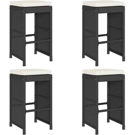 Garten-Barhocker mit Kissen 4 Stk. Schwarz Poly Rattan - Garten ...