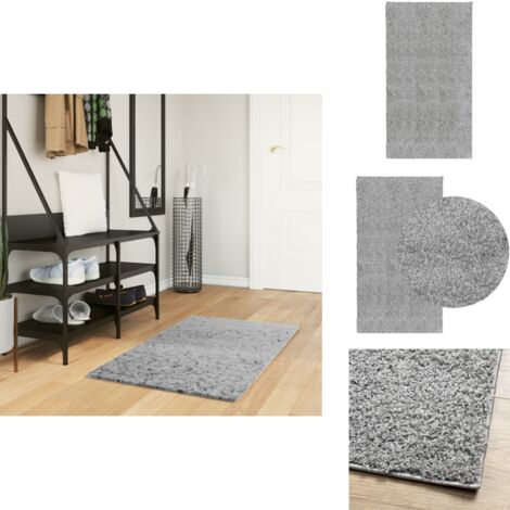 Shaggy-Teppich PAMPLONA Hochflor Modern Grau 60x110 cm - Shaggy-Teppich ...