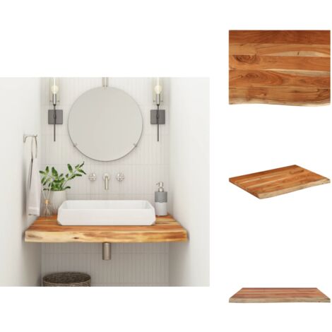 Waschtischplatte 80x60x3,8 cm Rechteckig Massivholz Akazie - Waschtischplatte ...