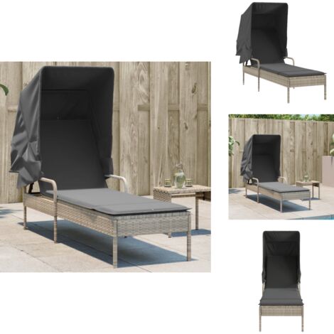 Sonnenliege mit Dach Hellgrau Poly Rattan - Sonnenliege - Gartenliege ...