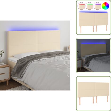 LED Kopfteil Creme 160x5x118/128 cm Stoff - LED Kopfteil - Bett ...