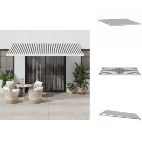 Markise Einziehbar Anthrazit und Weiß 4,5x3 m Stoff Aluminium ...
