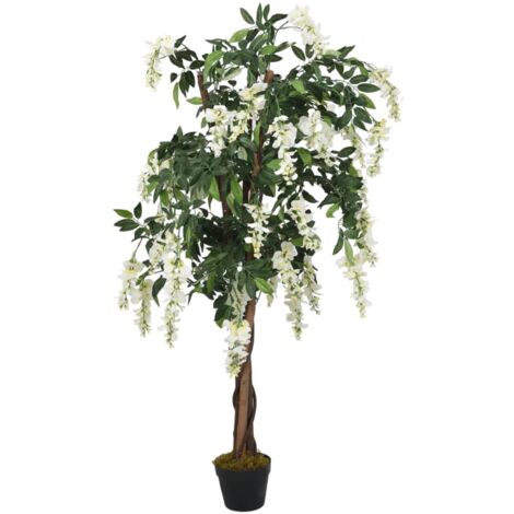 Glyzinienbaum Künstlich 560 Blätter 80 cm Grün und Weiß - Kunstpflanze ...