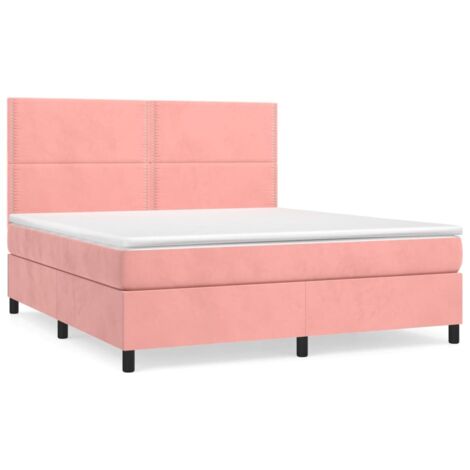 Boxspringbett mit Matratze Rosa 160x200 cm Samt - Boxspringbett ...