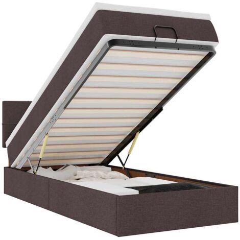 Ottomane Bett mit Matratze & LEDs Dunkelbraun 90x200 cm Stoff - Ottoman ...