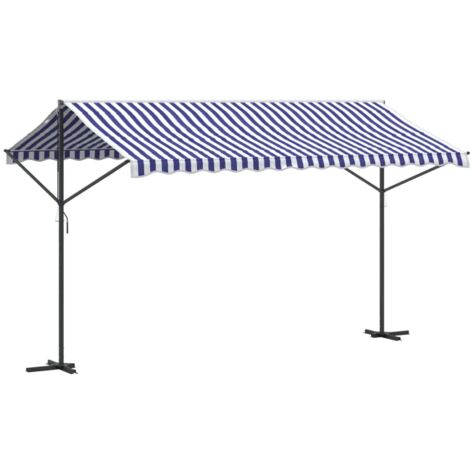 Freistehende Markise Blau und Weiß 400x300 cm Stoff und Stahl ...