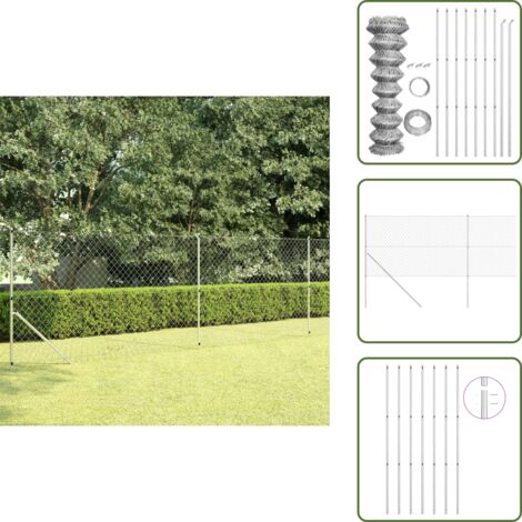Maschendrahtzaun mit Pfosten Verzinkter Stahl 15×1,5 m Silbern - Zaun ...