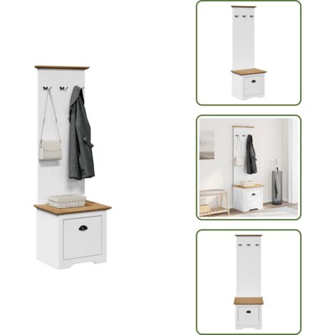 Flurschrank mit Haken BODO Weiß und Braun 50x40x157 cm - Flurschrank ...