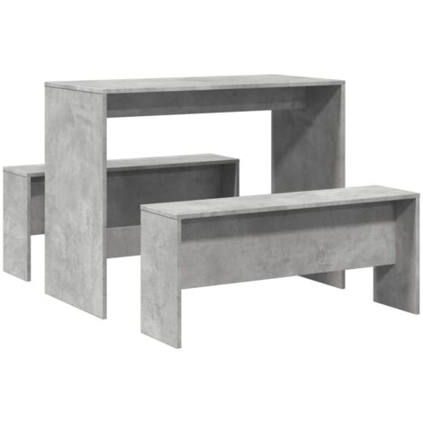 3-tlg. Esstisch und Bank Set Betongrau Holzwerkstoff - Esstisch Und ...