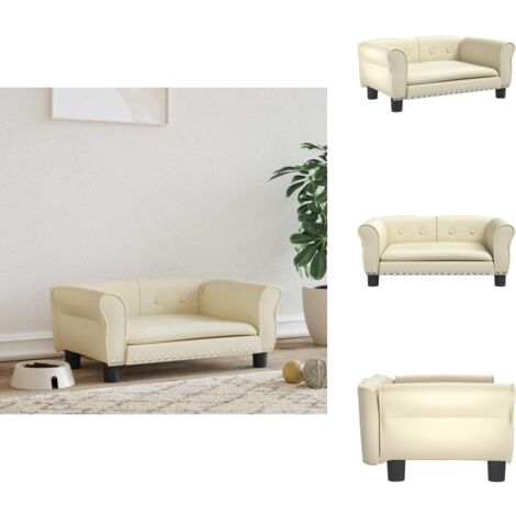 Hundebett Creme 70x45x30 cm Kunstleder - Hunde Bett - Hundebett - Haustierbett - Tierbett ...