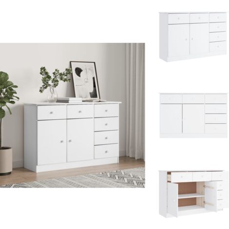 Sideboard ALTA Weiß 112x35x73 cm Massivholz Kiefer - Holz Sideboard ...