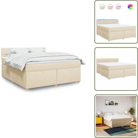 Boxspringbett mit Matratze Creme 180x200 cm Stoff - Boxspringbett ...