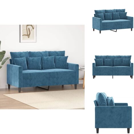 2-Sitzer-Sofa Blau 120 cm Samt - Samtsofa - Couch Blau - Wohnzimmersofa ...
