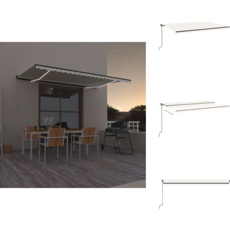 Markise Manuell Einziehbar mit LED 500x300 cm Creme - Outdoor-Markise ...