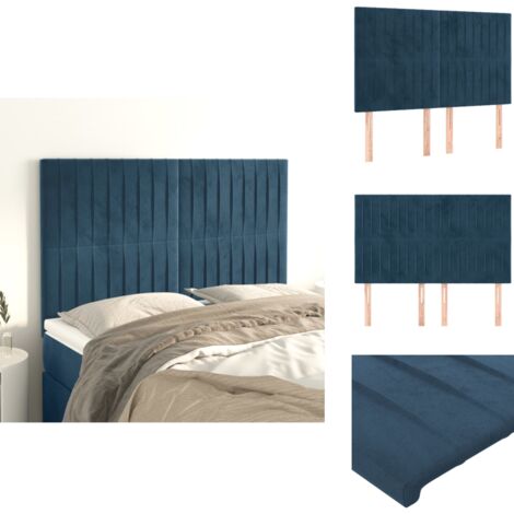 Kopfteile 4 Stk. Dunkelblau 72x5x78/88 cm Samt - Bettkopfteile ...