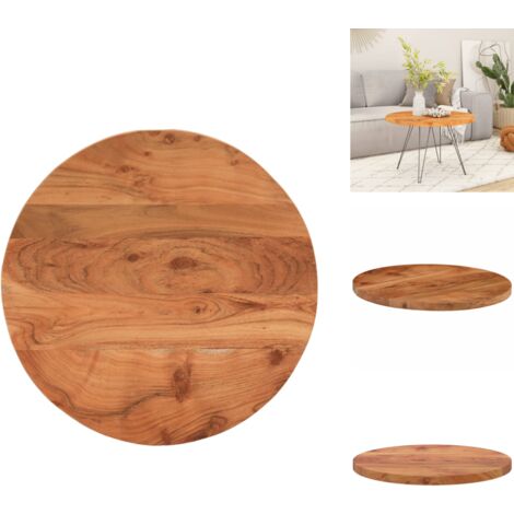 Tischplatte Ø60x2,5 cm Rund Massivholz Akazie - Tischplatte ...