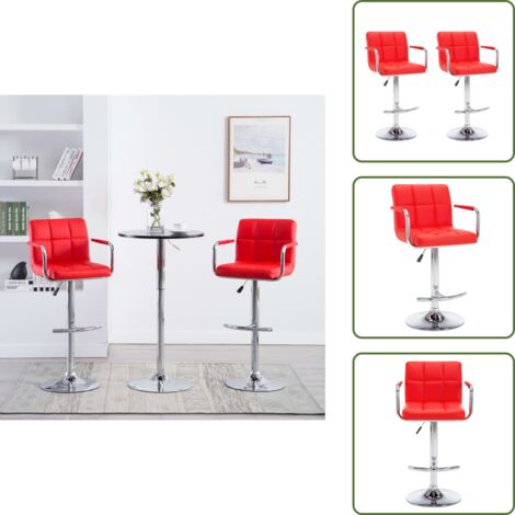 Barhocker 2 Stk. Rot Kunstleder - Barhocker - Tresenhocker ...