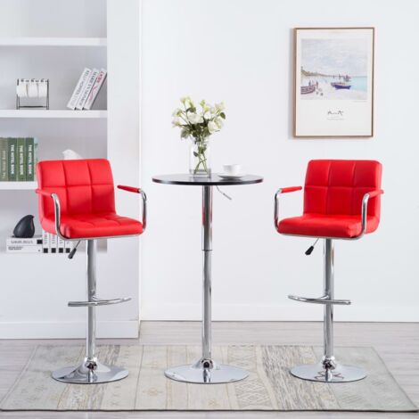 Barhocker 2 Stk. Rot Kunstleder - Barhocker - Tresenhocker ...