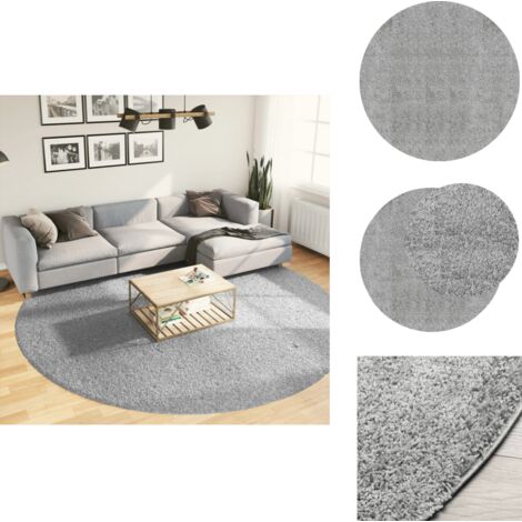 Shaggy-Teppich PAMPLONA Hochflor Modern Grau Ø 280 cm - Shaggy-Teppich ...