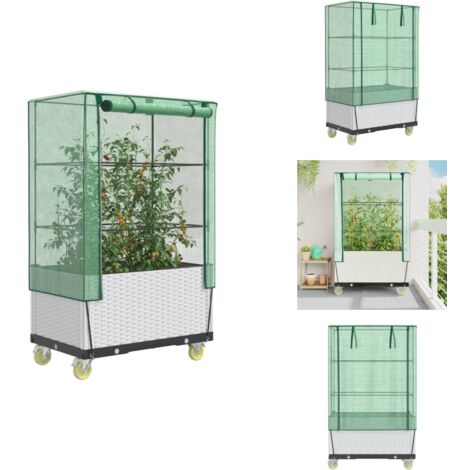 Hochbeet mit Aufsatz und Rollen Rattan-Optik 80x50x182 cm - Hochbeet ...