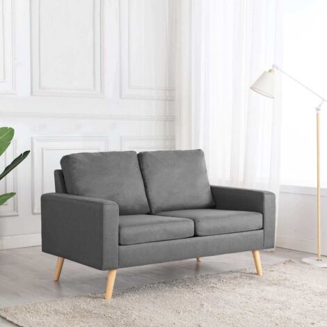 2-Sitzer-Sofa Hellgrau Stoff - 2-Sitzer Sofa - Couch - Grau - Hellgrau ...