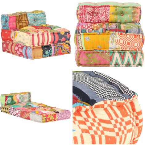 Modularer Pouf Patchwork Stoff - Sitzsack - Patchwork Couch - Modulares ...
