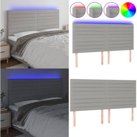 LED Kopfteil Hellgrau 180x5x118/128 cm Stoff - LED Kopfteil - Bett ...