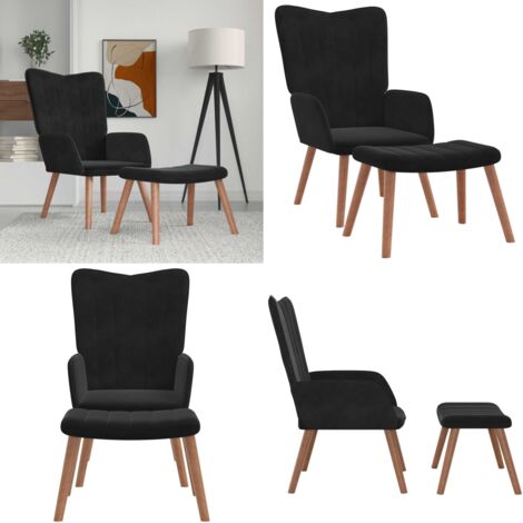 Relaxsessel mit Hocker Schwarz Samt - Sessel - Samt Sessel - Wohnraum ...