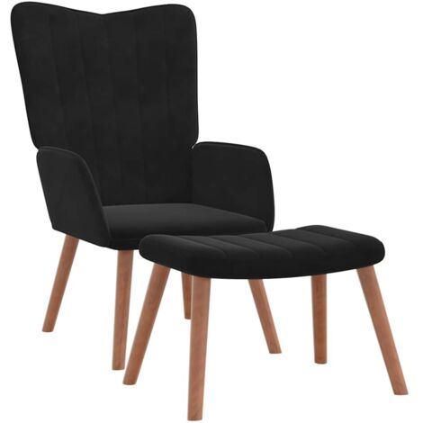 Relaxsessel mit Hocker Schwarz Samt - Sessel - Samt Sessel - Wohnraum ...
