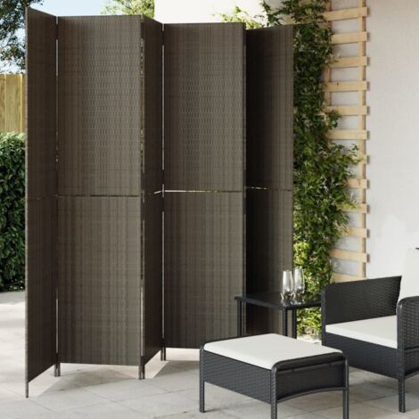 Paravent 6-tlg. Grau Poly Rattan - Raumteiler - Paravent ...
