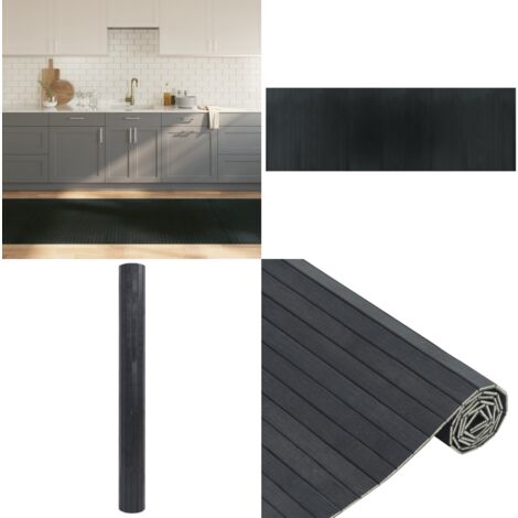 Teppich Rechteckig Grau 100x300 cm Bambus - Bambus Teppich - Grauer ...