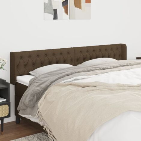 Kopfteil mit Ohren Dunkelbraun 183x16x78/88 cm Stoff - Bettkopfteil ...