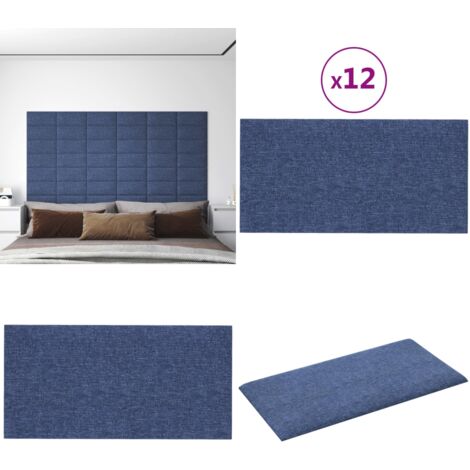 Wandpaneele 12 Stk. Blau 30x15 cm Stoff 0,54 m² - Wanddeko ...