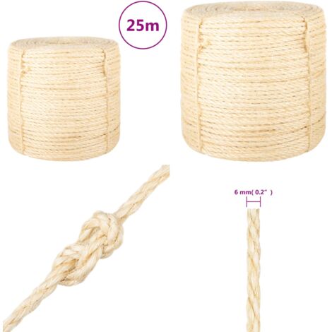 Seil 100% Sisal 6 mm 25 m - Sisal Seil - Naturfaser Seil ...