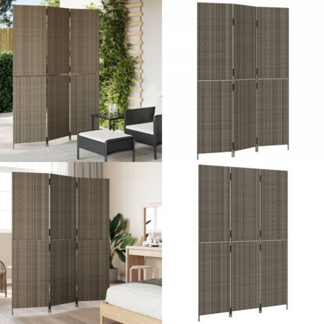 Paravent 3-tlg. Grau Poly Rattan - Raumteiler - Paravent ...