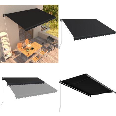 Einziehbare Markise Handbetrieben 450 x 300 cm Anthrazit - Außenmarkise ...