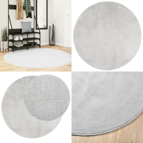 Teppich OVIEDO Kurzflor Grau Ø 160 cm - Kuscheldecke - Kurzflorteppich ...