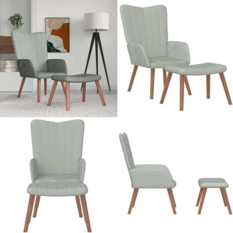 Relaxsessel mit Hocker Hellgrau Samt - Sessel - Samt Sessel - Wohnraum ...