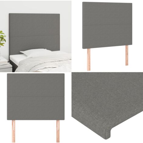 Kopfteile 2 Stk. Dunkelgrau 100x5x78/88 cm Stoff - Bettkopfteile ...