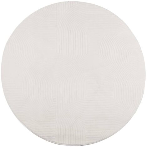 Teppich IZA Kurzflor Skandinavischer Look Creme Ø 160 cm - Flaumig ...
