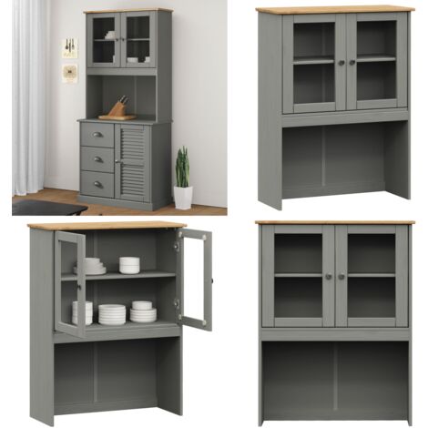 Sideboard-Aufsatz VIGO Grau 78x30x100 cm Massivholz Kiefer - Sideboard ...