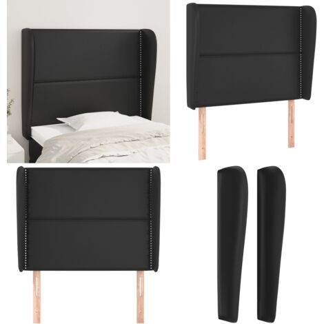 Kopfteil mit Ohren Schwarz 103x23x118/128 cm Kunstleder - Bettkopfteil ...