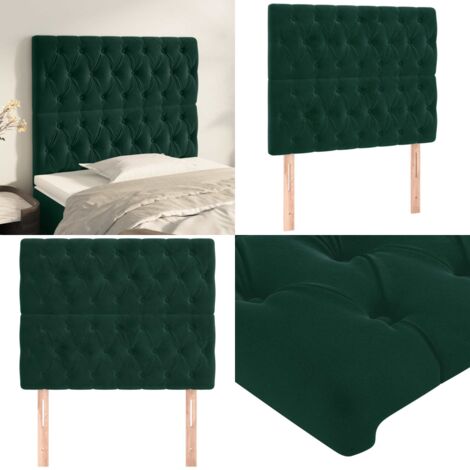 Kopfteile 2 Stk. Dunkelgrün 90x7x78/88 cm Samt - Bettkopfteile ...