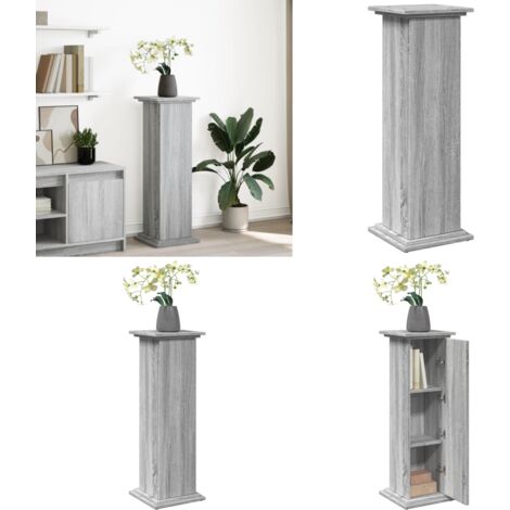 vidaXL Postament mit Stauraum Grau Sonoma 31x30x90 cm Holzwerkstoff