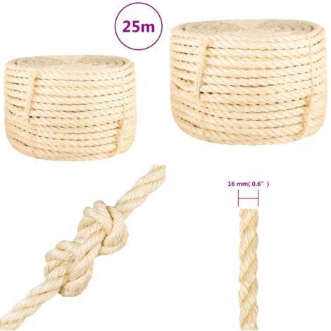Seil 100% Sisal 16 mm 25 m - Sisal Seil - Naturfaser Seil - Hanfseil ...