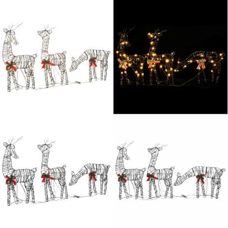 LED-Rentier-Familie 90 LEDs Warmweiß Rattan - LED-Beleuchtung ...